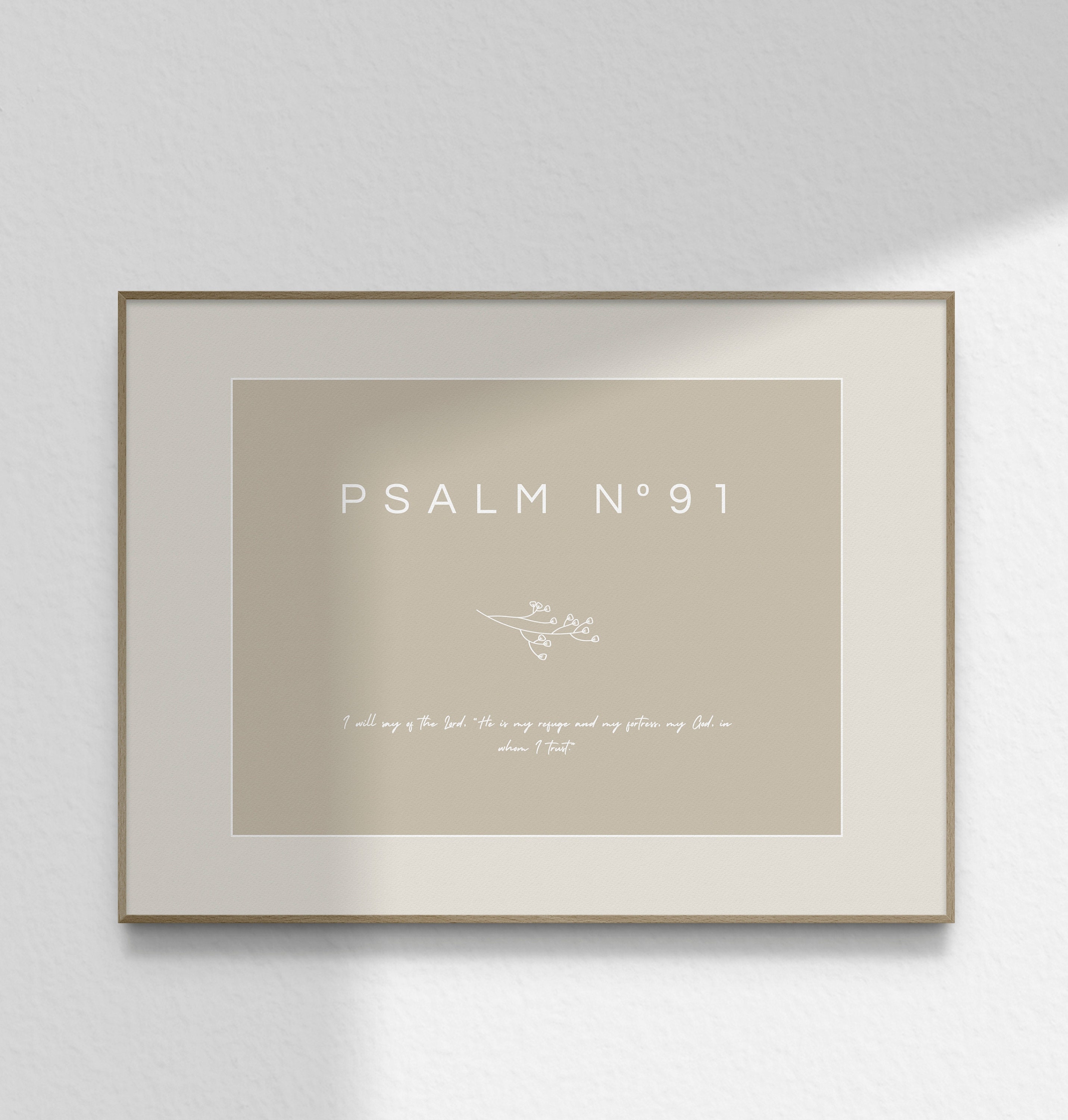 Psalm 91 Landscape Horizontal Format Mode Beige & Christian Bible Verse ...