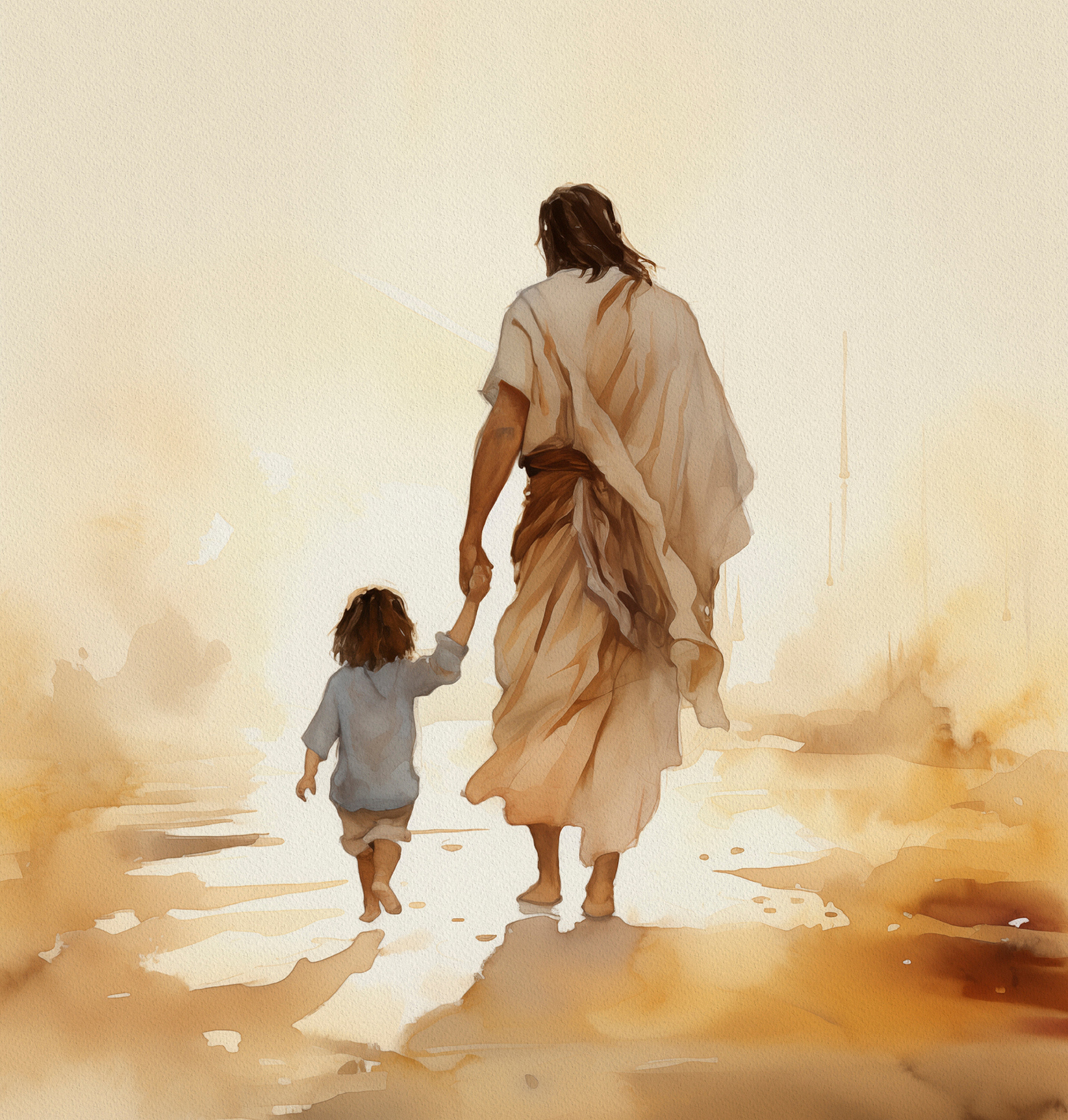 Come Follow Me, Jesus Christ Walking With a Child, Bible Art, Christian ...