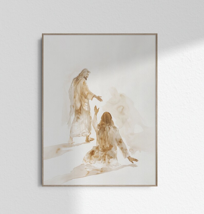 Hem of His Garment Print Bleeding Woman Art Touching the Hem Healing ...