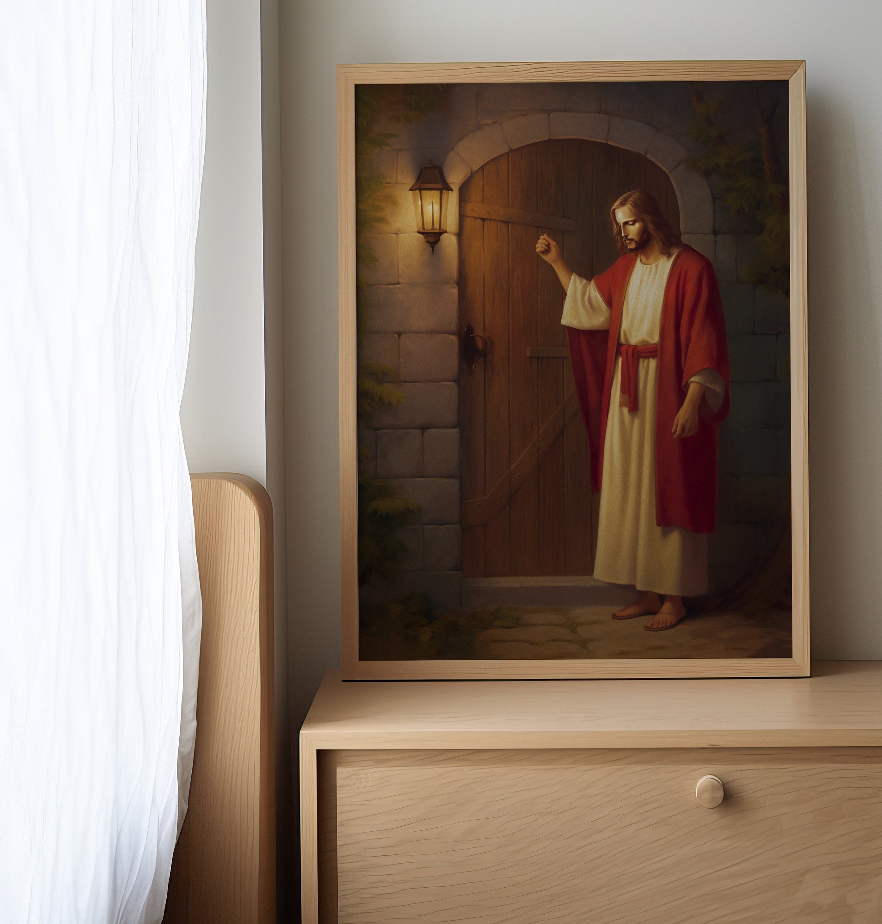 Jesus Knocking at the Door Christ Savior Painting Christian Nursery ...