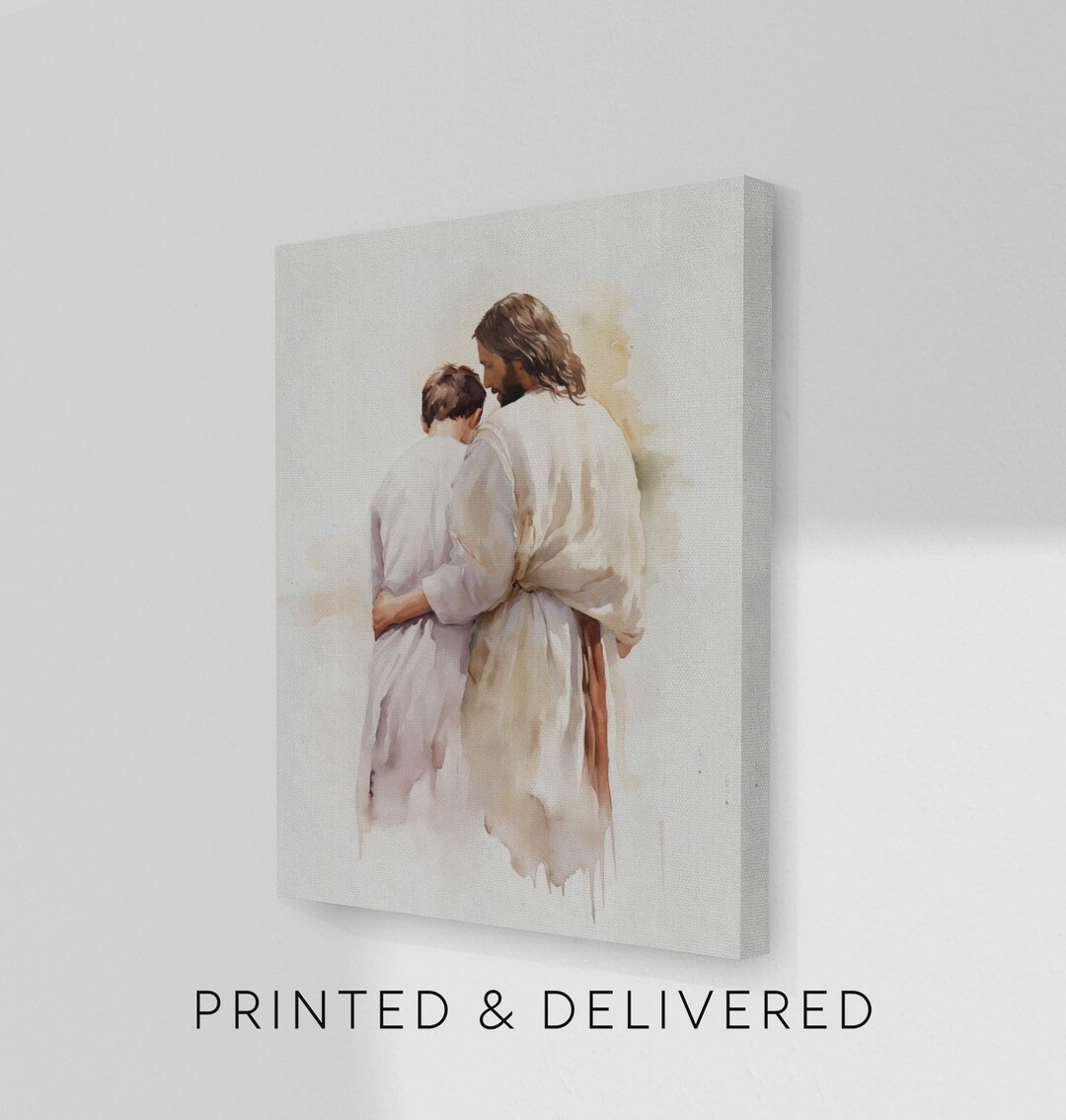 PRINTED Jesus With Young Man Art Jesus Hugging Teenage Boy Art, Embrace ...