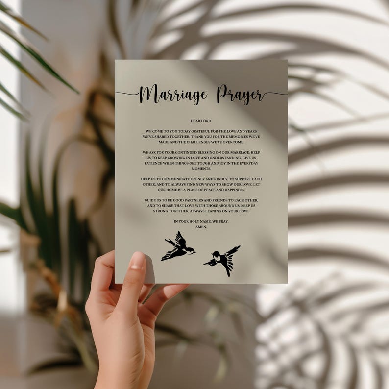 Marriage Prayer Couple Gift, Beige Christian Prayer With Love Birds ...
