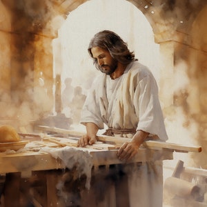 Jesus Was a Carpenter Christ the Carpenter Christian Art Gift Idea ...