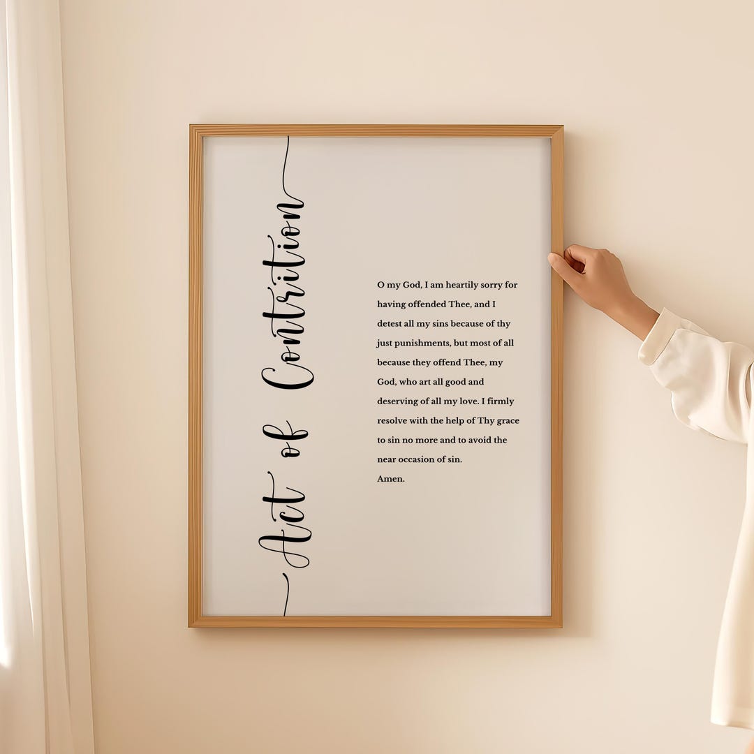 Act of Contrition Prayer Gift Christian Prayer Home Decor Prayer Bible ...