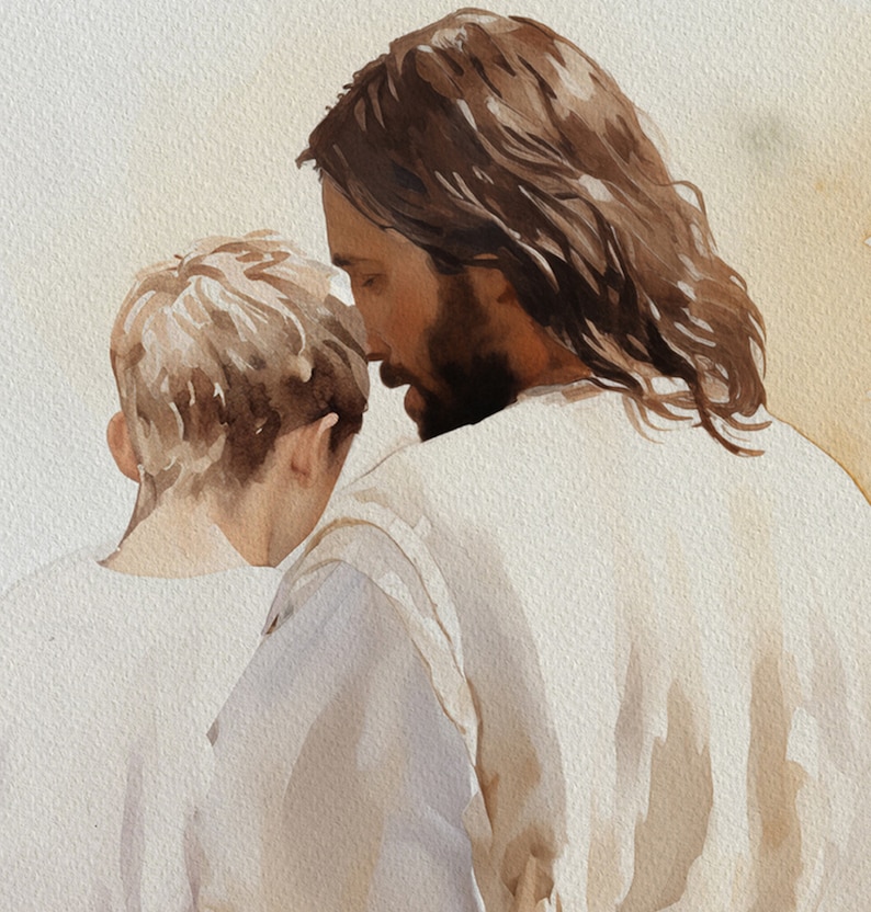 Jesus With Young Man Art Jesus Hugging Teenage Boy Art, Embrace Jesus ...
