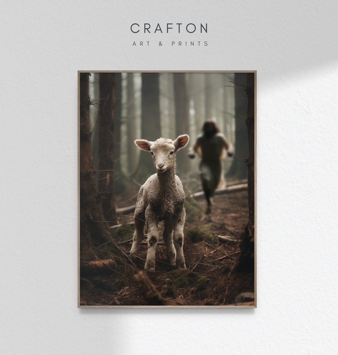 Jesus Running After Lost Lamb Christian Digital Art Jesus Leaves the 99 ...