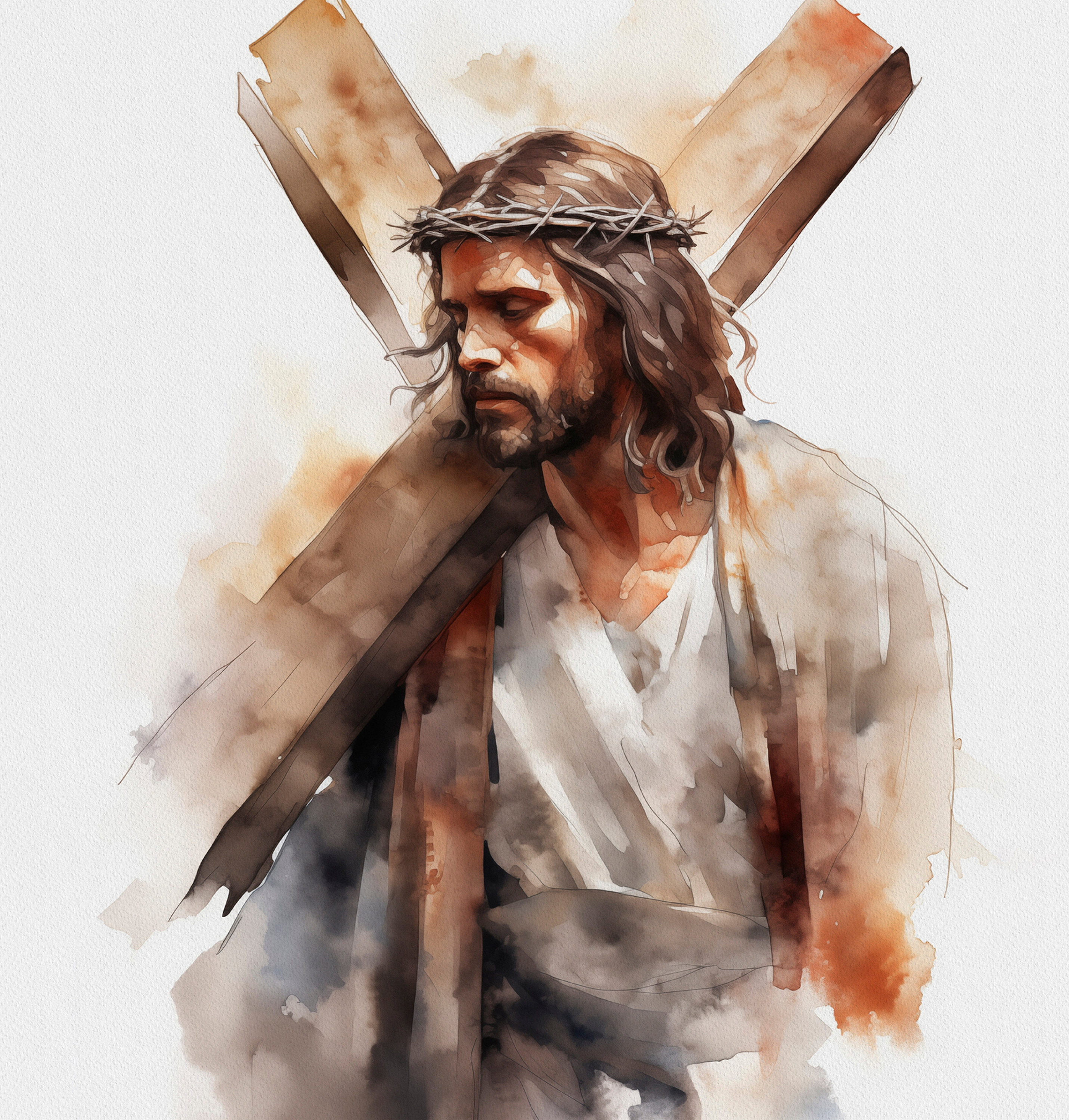 Jesus With Cross Jesus Carrying Cross Christ Cross Watercolor Painting ...