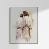 Jesus Walking With Young Boy Printable Art, Christian Artwork of Jesus ...