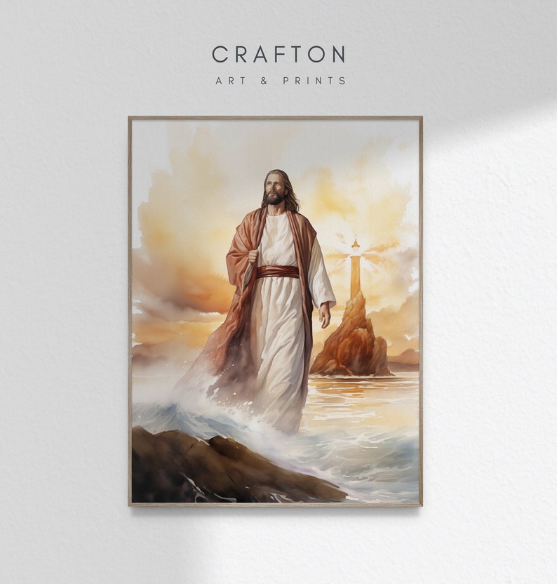 I Am the Light of the World Jesus and Lighthouse Scripture Art Painting ...
