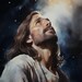 Jesus Christ Gazing at the Stars, Looking at Night Sky Heaven Christian ...