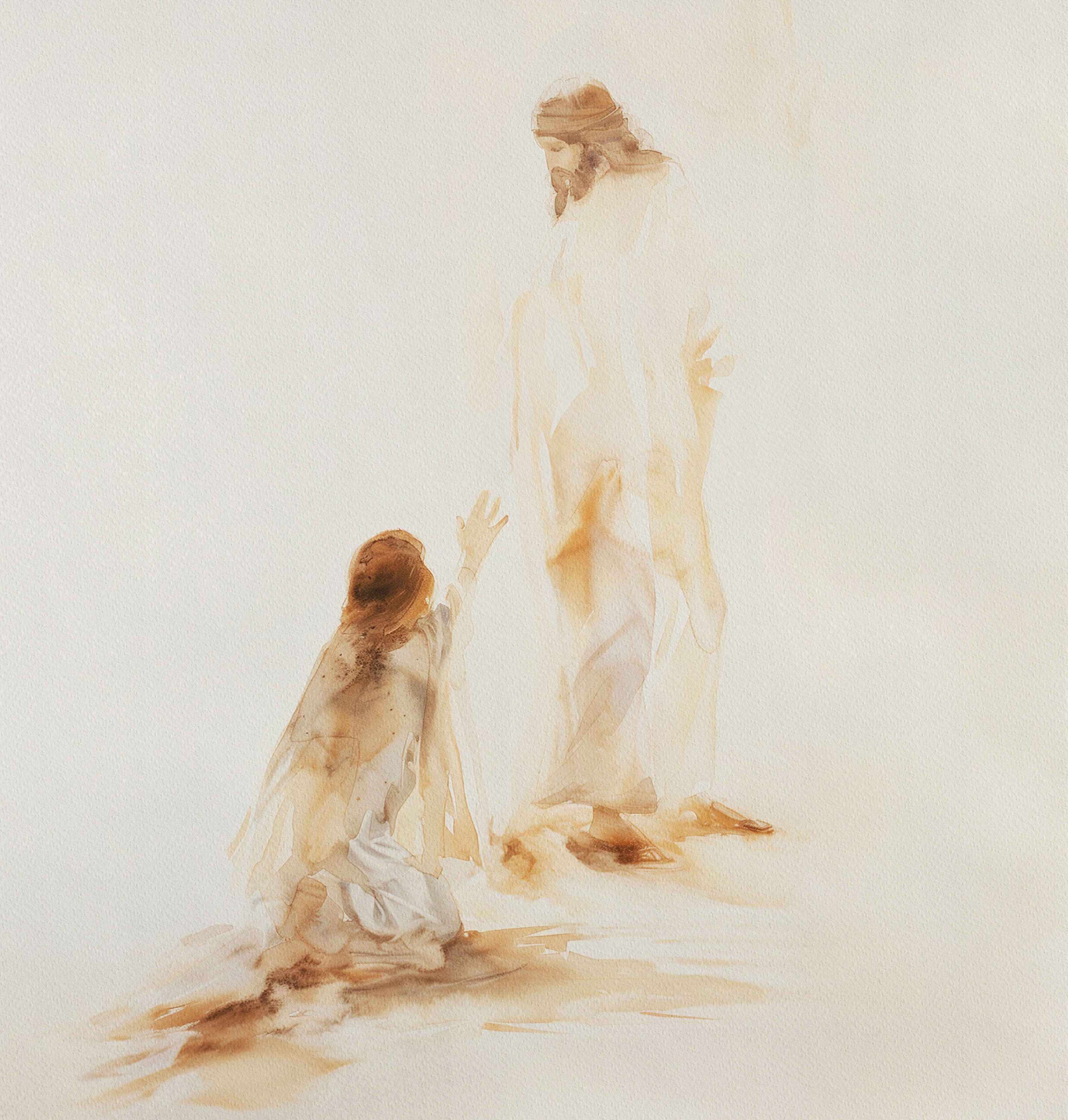 Bleeding Woman Art Print Touching the Hem Healing Art Modern Abstract ...