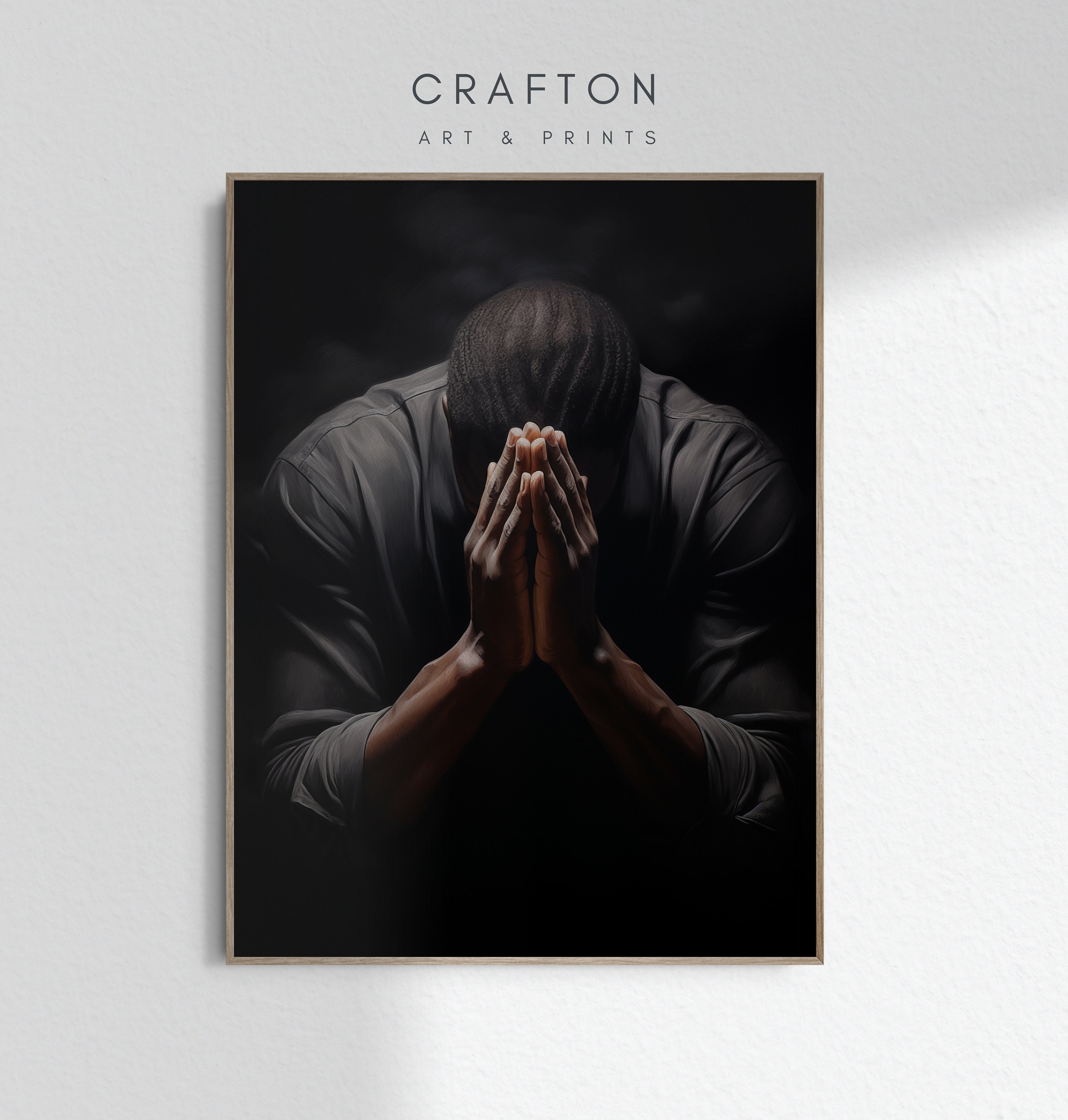 Black Man Praying Black Christian Dad Art African American Painting ...