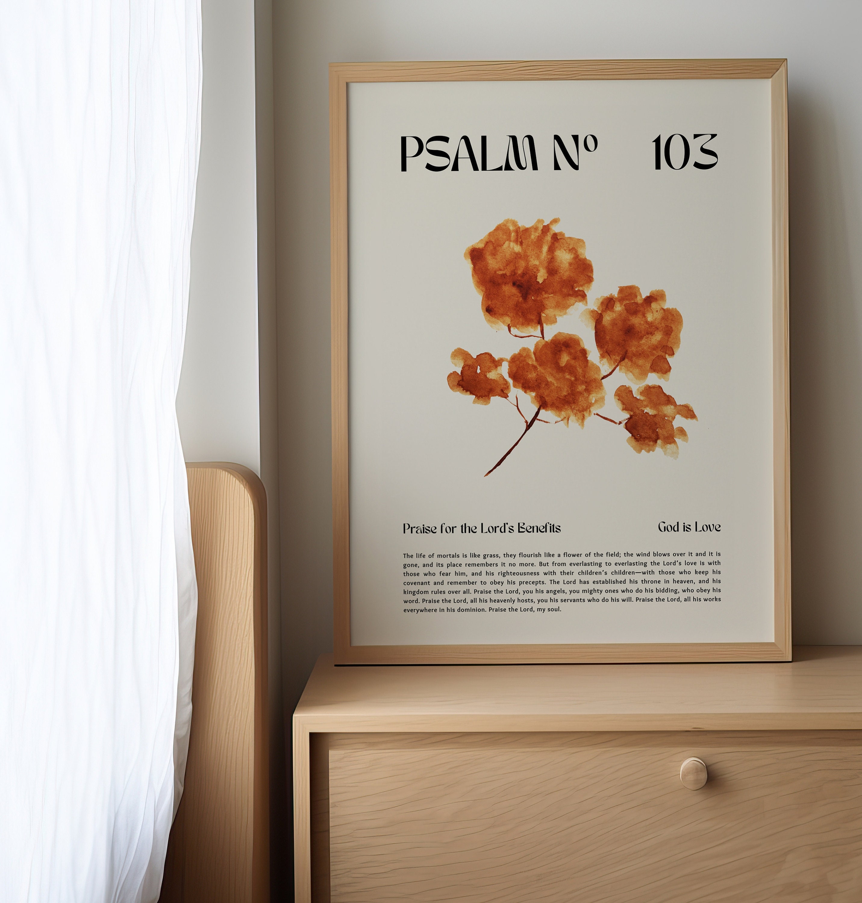 Psalm 103 Wall Art Print, Praise Lord's Benefits, Watercolor BOHO ...