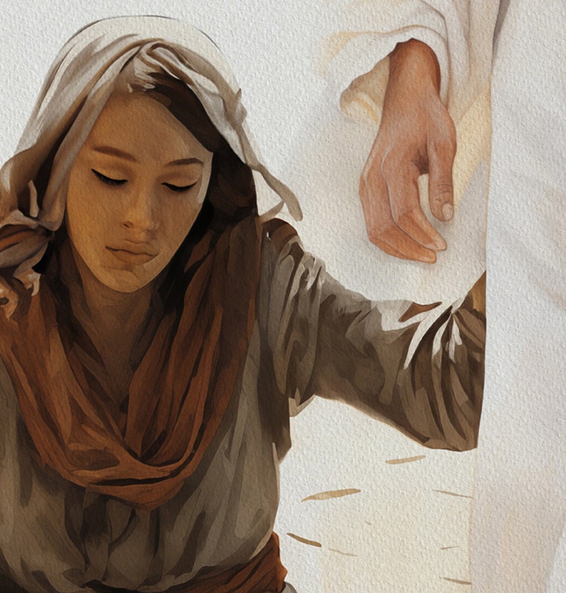 Hem of His Garment Print Bleeding Woman Art Touching the Hem Healing ...