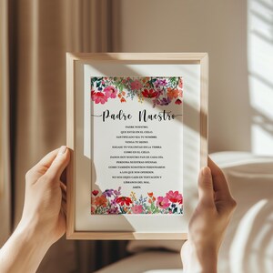 Spanish Lords Prayer Gift Floral Christian Prayer Home Decor Padre ...