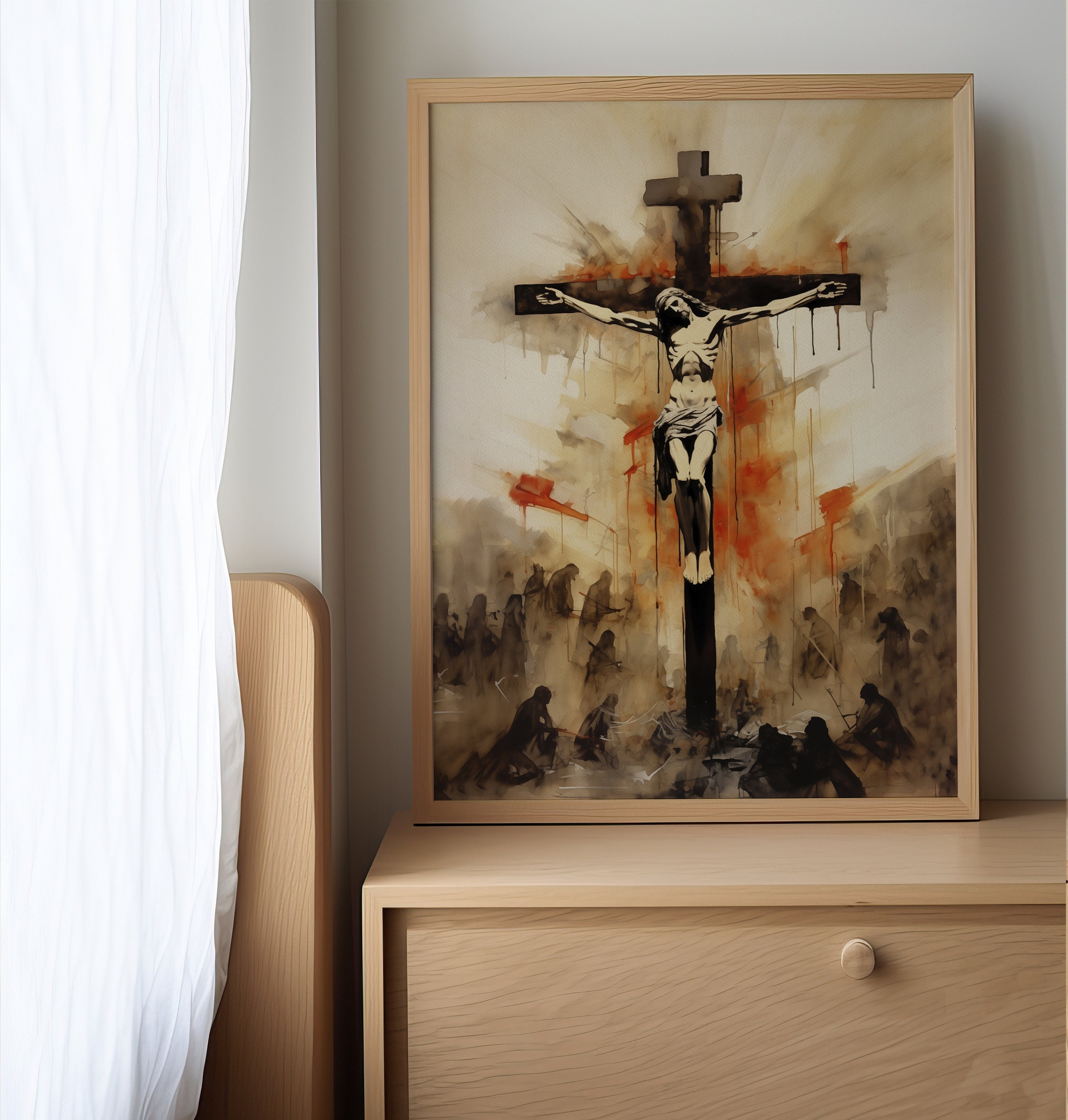 Christ Crucified on Cross Jesus Poster Modern Abstract Christian Art ...