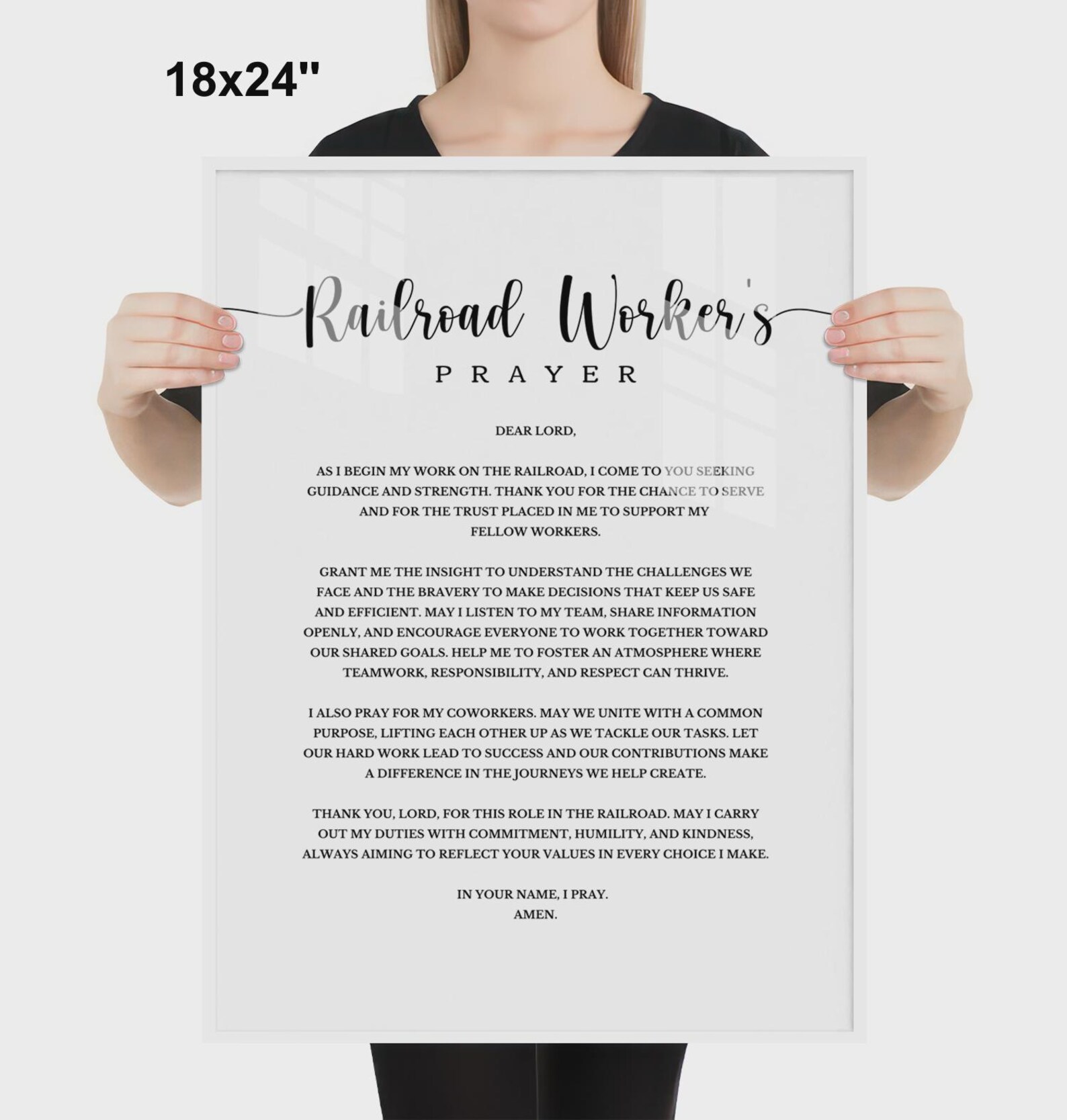 PRINTED Railroad Worker's Prayer Gift for Railroad Worker, Christian ...