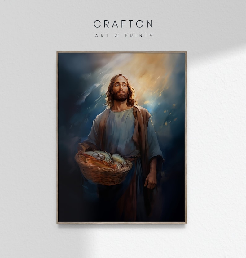 Jesus Miracles Painting Miraculous Catch of 153 Fish Bible Art ...