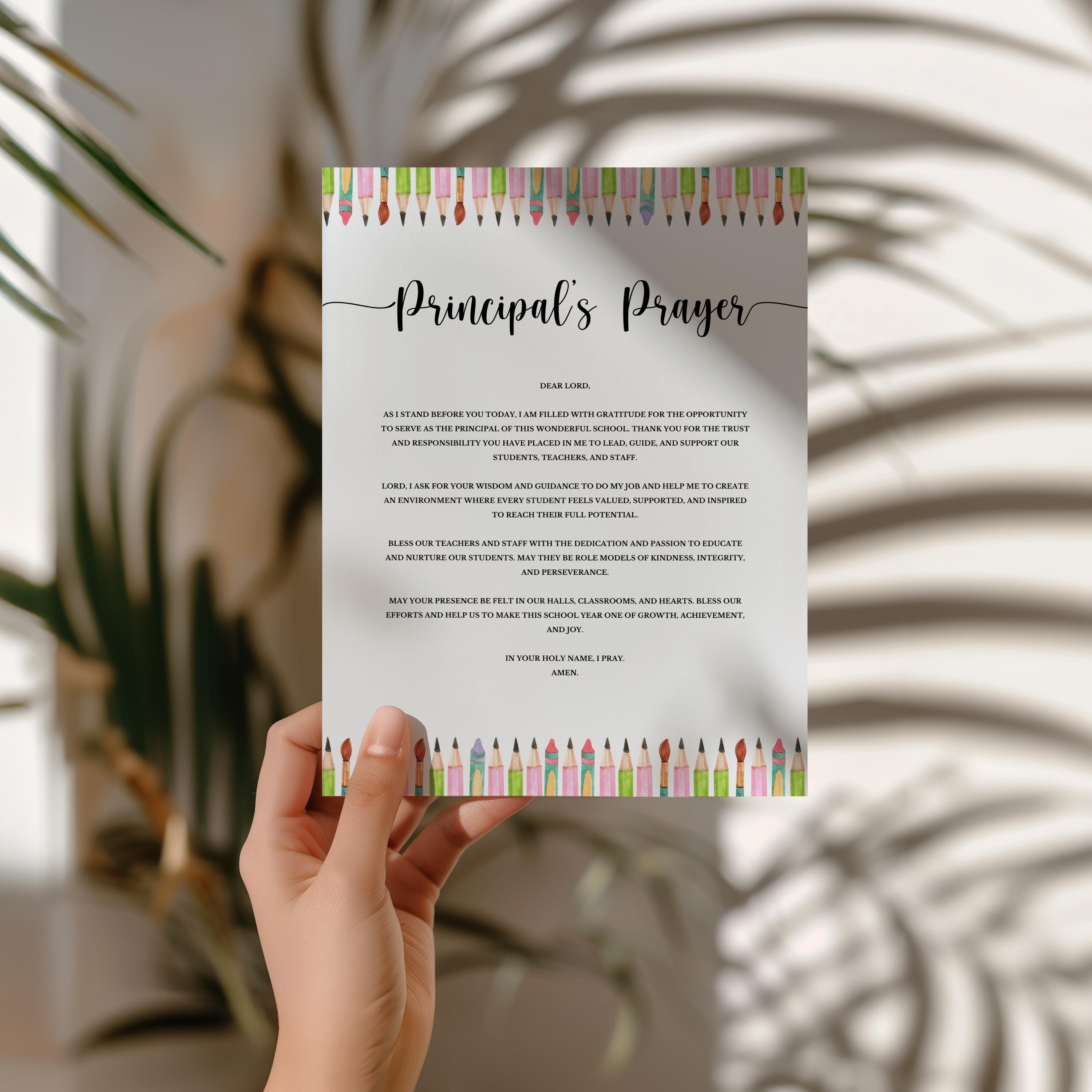 Principal's Prayer Christian Prayer School Office Decor Back to School ...