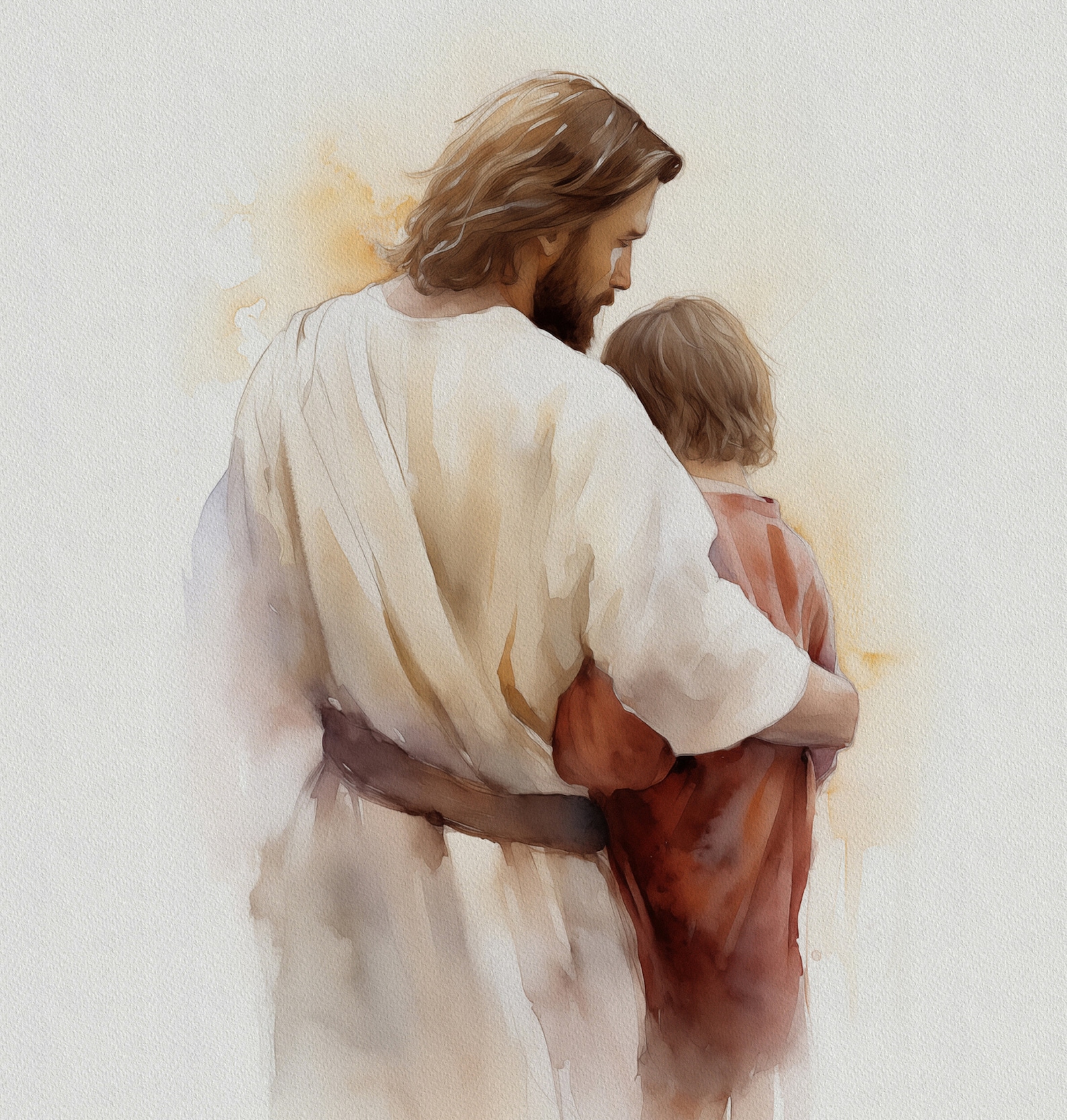 Jesus With a Child, Child of God Jesus Christ With Kid Painting ...