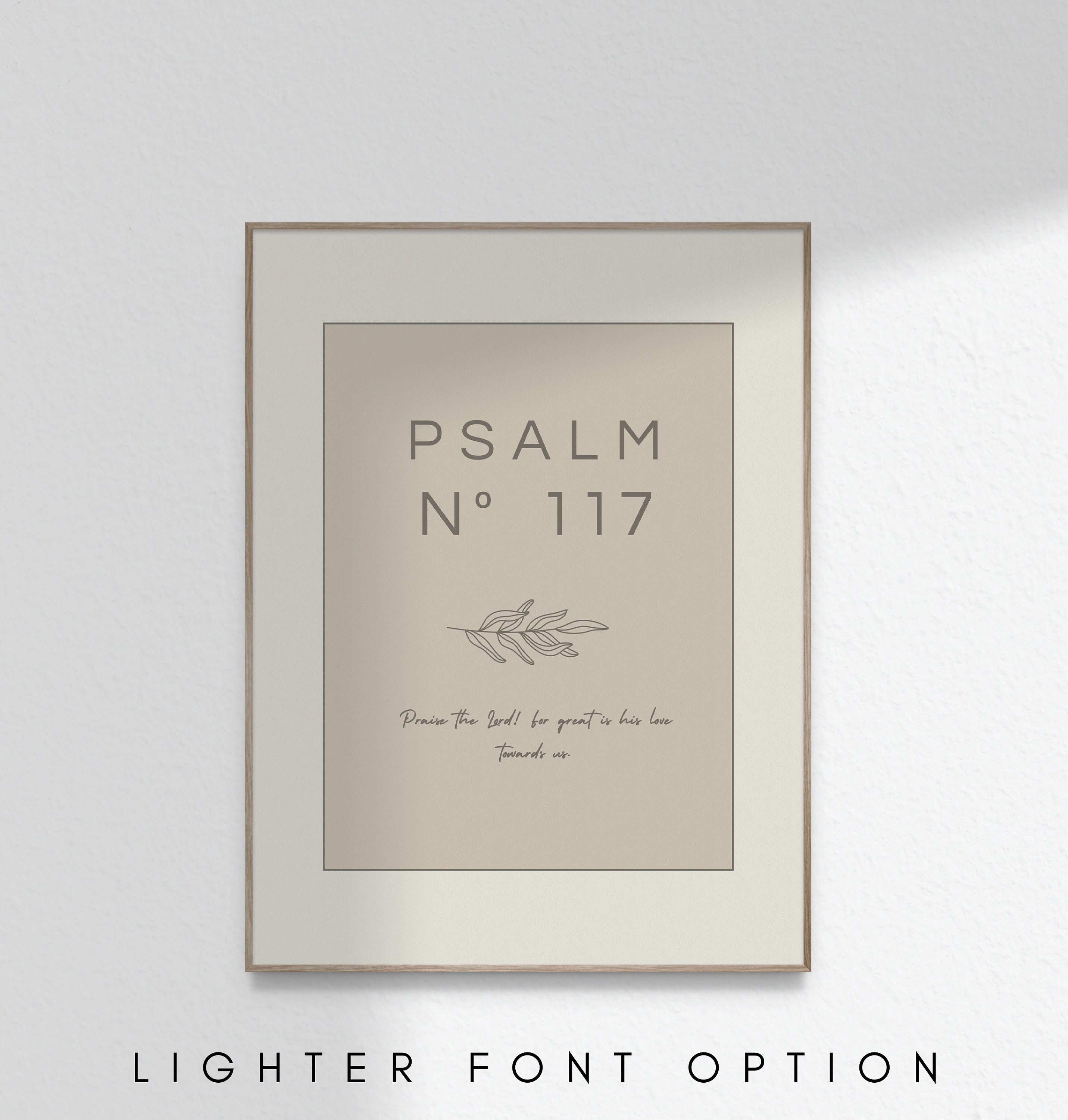 Psalm 117, Praise the Lord, Jesus, White Beige Christian Bible Verse ...
