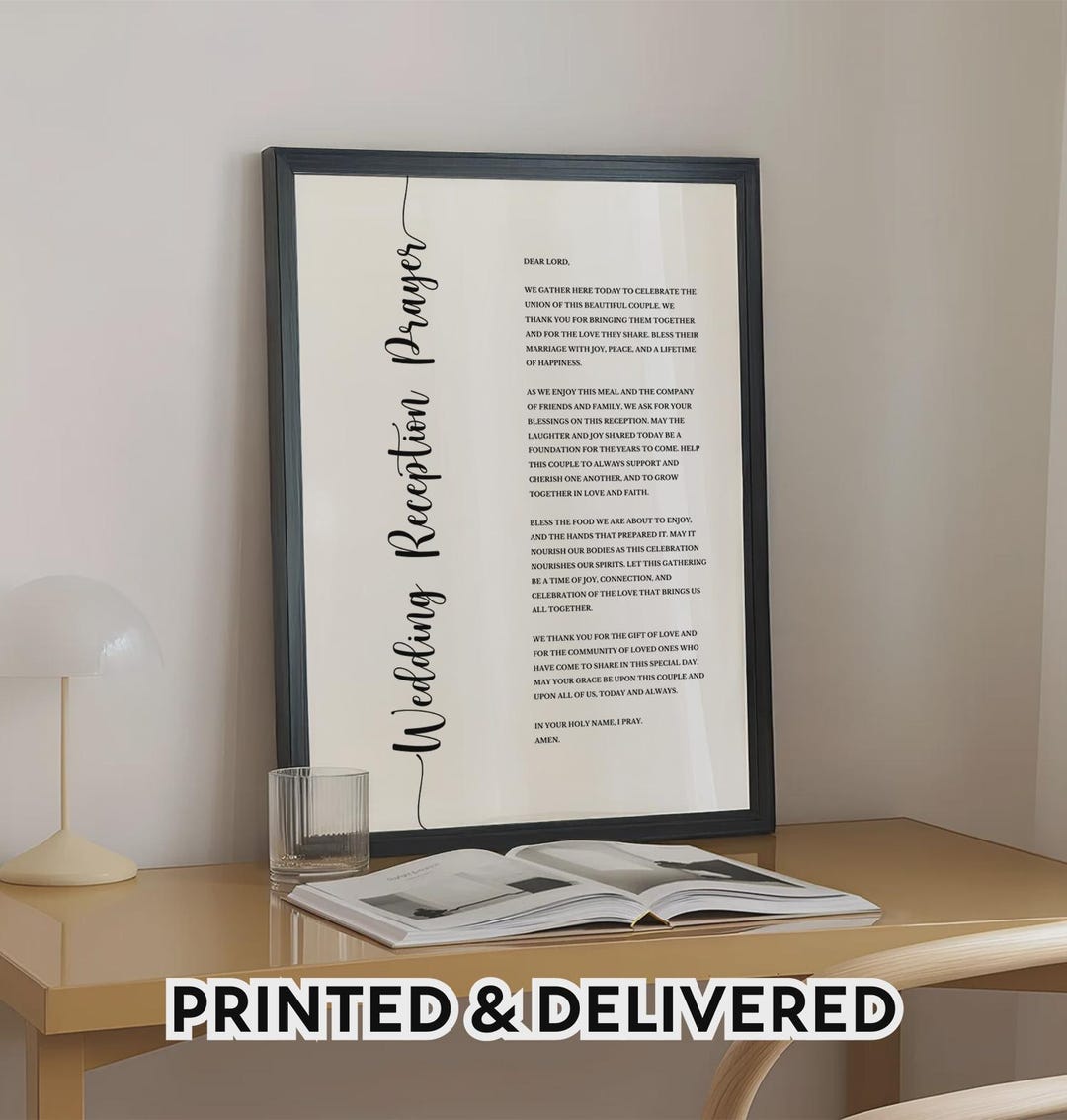 PRINTED Wedding Reception Prayer Gift for Wedding Reception, Christian ...