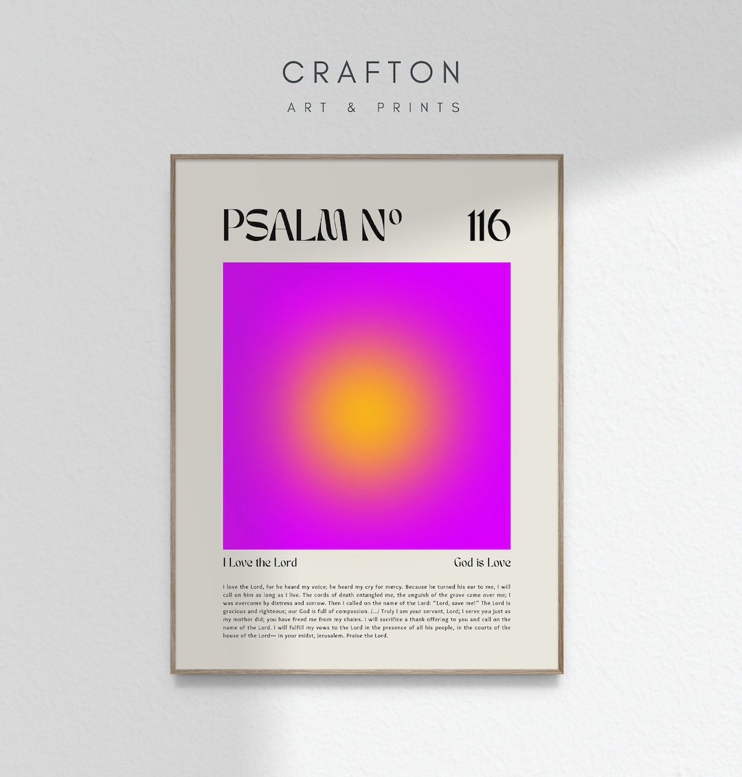 Psalm 116 Wall Art Print, Modern Purple Yellow Gradient Abstract Trendy ...