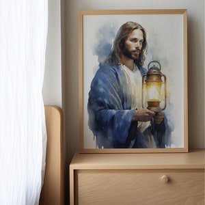 Jesus With Lantern Painting Jesus Guide Me to Light in the Darkness ...