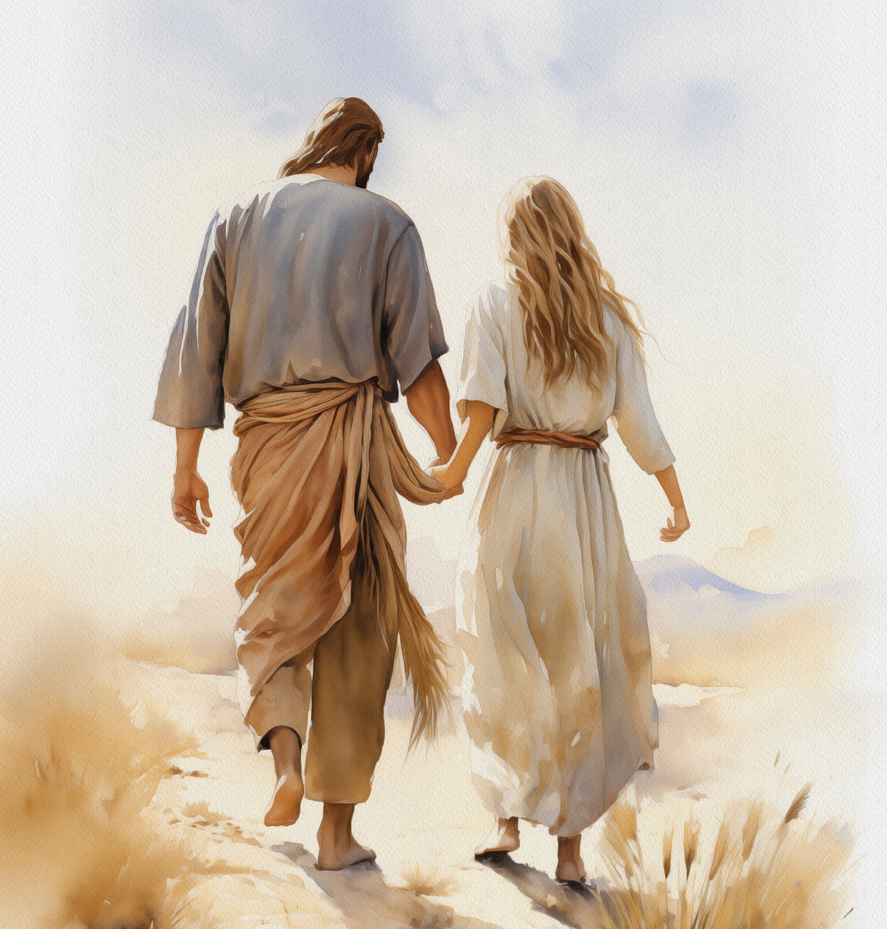 Jesus, Savior, Pilot Me, Jesus Christ Walking With Girl, Bible Art, Christian Art, Printable Art ...