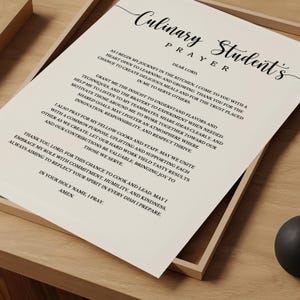 Culinary Student Prayer Gift for Chef-in-training Christian Prayer ...
