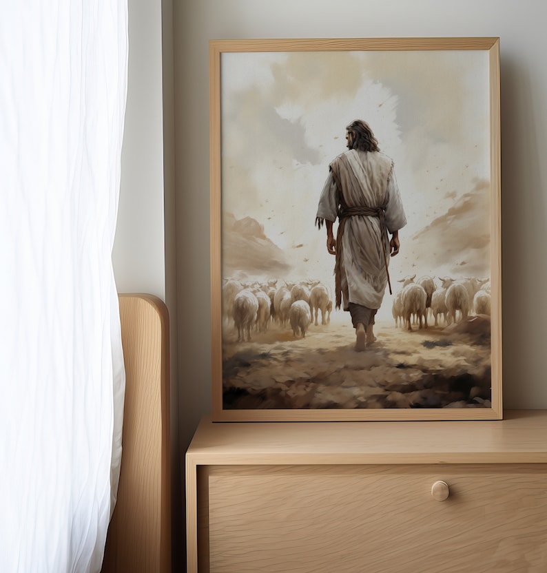 Savior, Like a Shepherd Lead Us, Jesus Christ & Sheep, Watercolor ...
