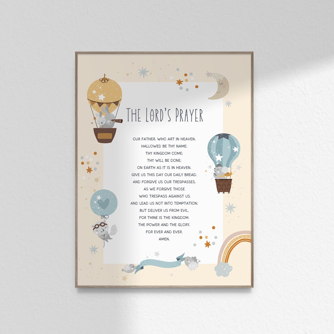 The Lords Prayer Christian Nursery Wall Art Hot Air Balloon Print ...