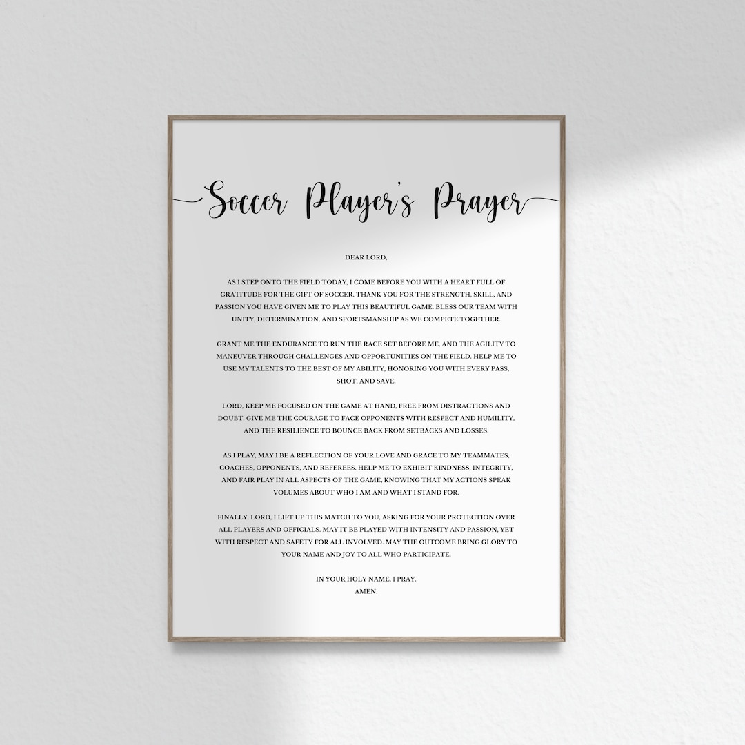 Soccer Player's Prayer Gift Soccer Prayer Christian Prayer Bible Office ...
