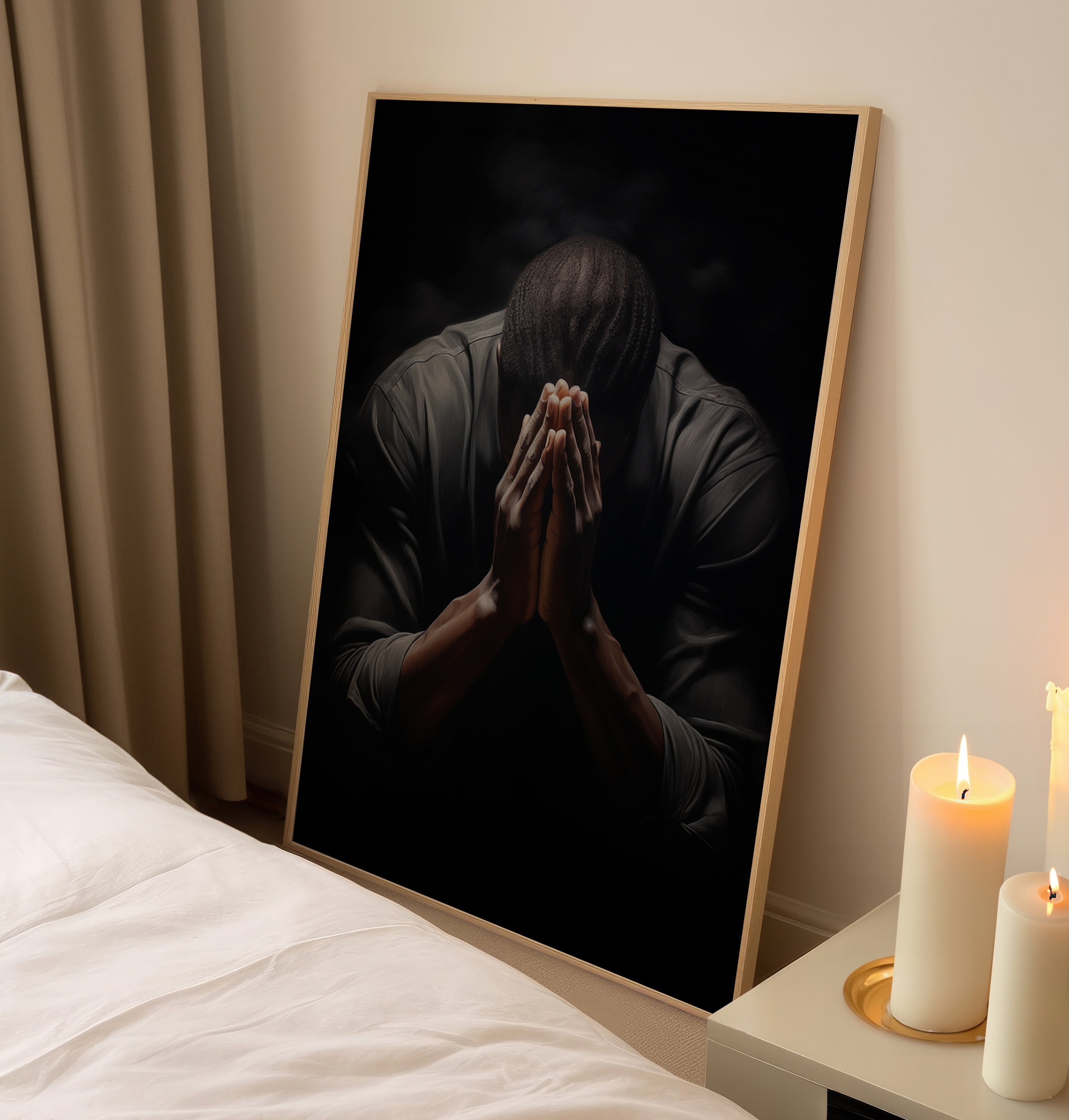 Black Man Praying Black Christian Dad Art African American Painting ...