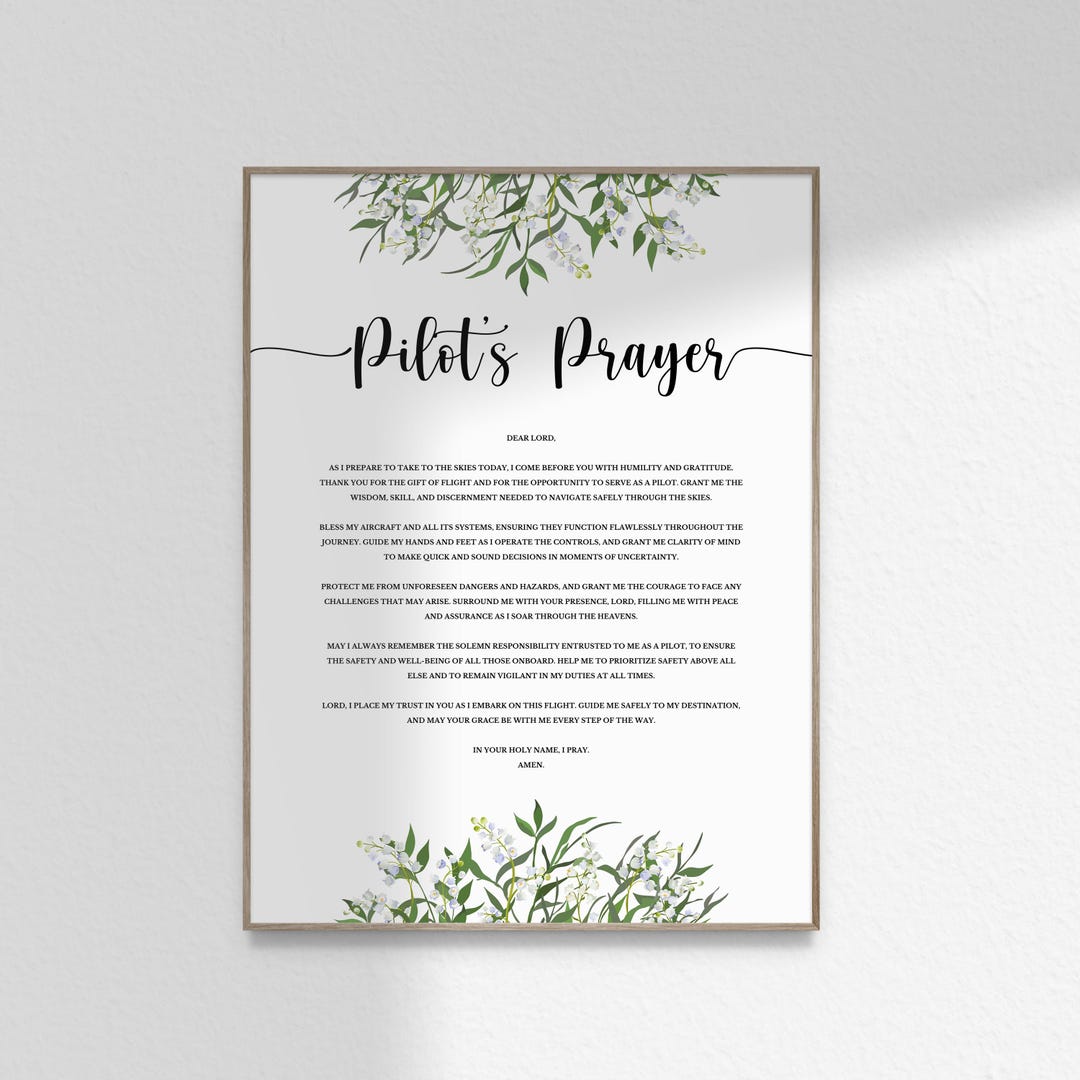 Pilot's Prayer Pilot Gift Aviator Prayer Floral Christian Prayer Bible ...