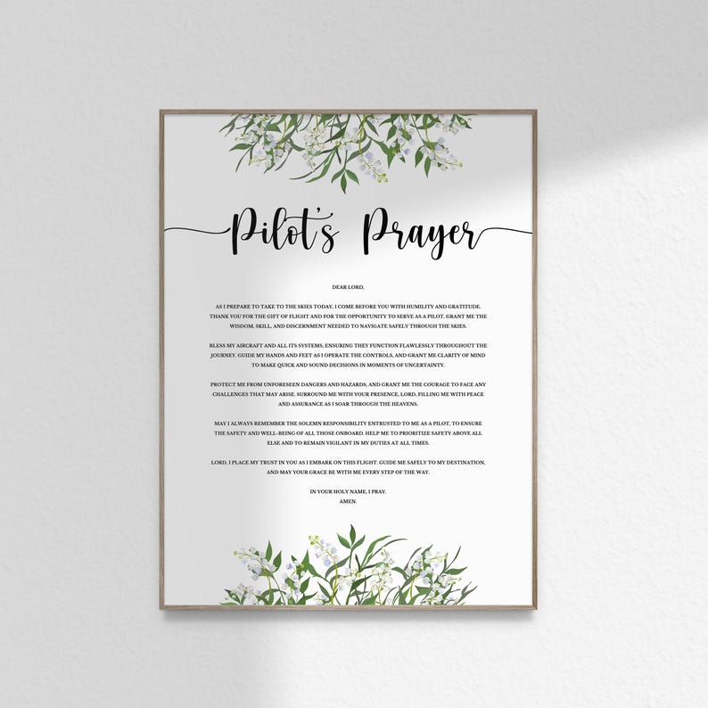 Pilot's Prayer Pilot Gift Aviator Prayer Floral Christian Prayer Bible ...