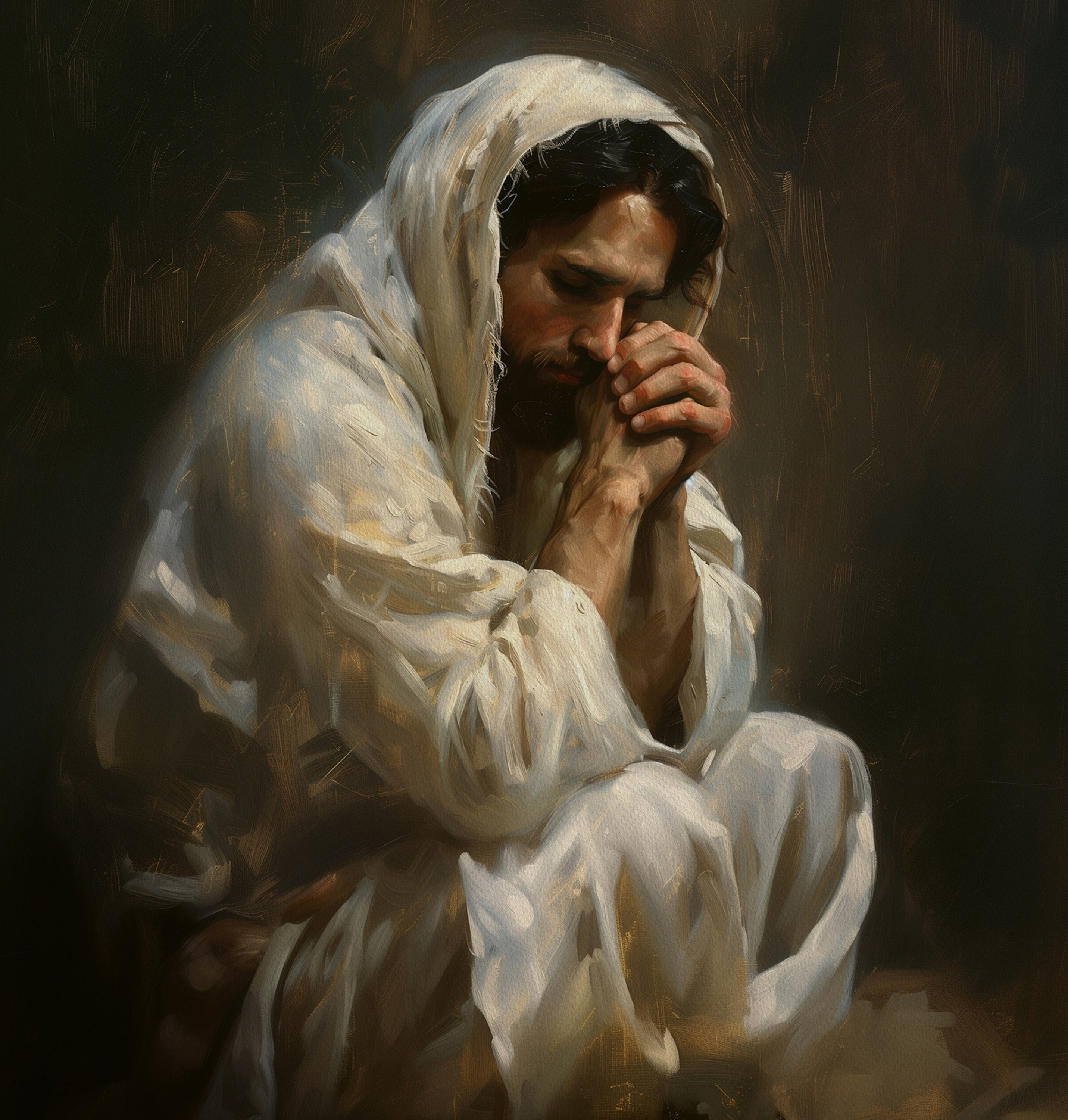 Christ Praying Art Jesus Praying in the Garden of Gethsemane Praying ...