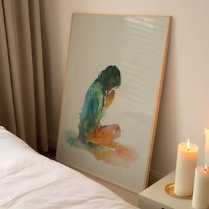 Colorful Christian Art Abstract Girl Praying Art Woman Praying Wall Art ...