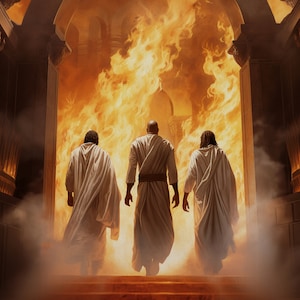 Shadrach Meshach and Abednego Art, 3 Men in Fire, Black Man Art ...