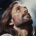 Jesus Christ Gazing at the Stars, Looking at Night Sky Heaven Christian ...