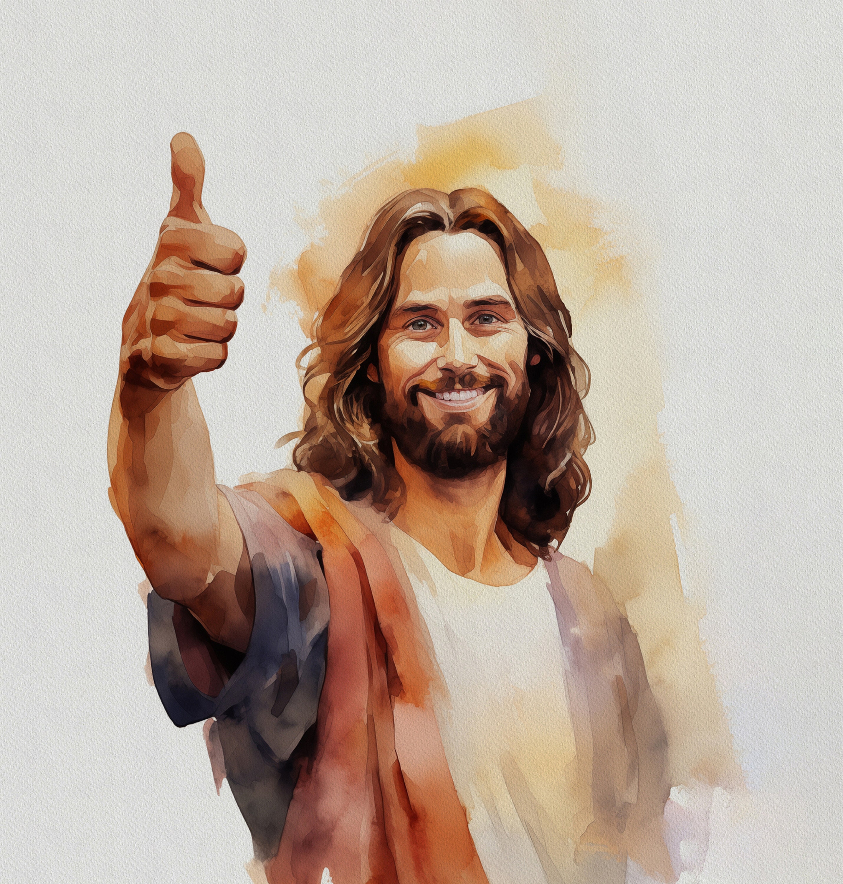 Jesus Thumbs up Art Painting Christ Christian Art Boy Girl Gift Teenage ...
