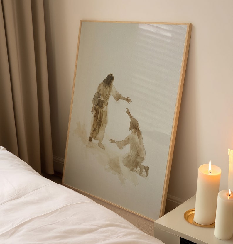 Jesus Healing Blind Man Art, Christ Healing Art Miracles of Jesus Art ...