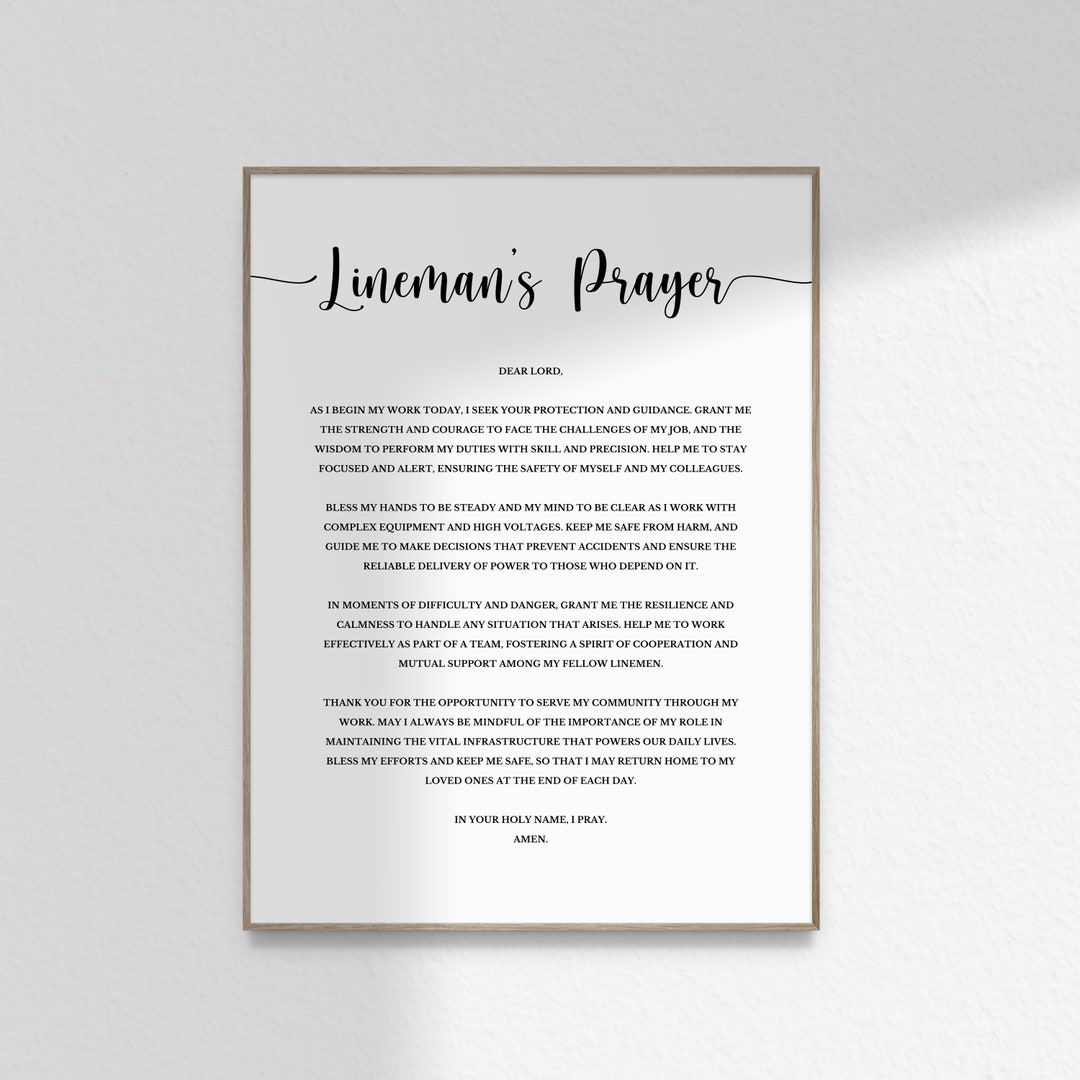 Lineman's Prayer Gift Linemans Prayer Christian Prayer Bible Office ...