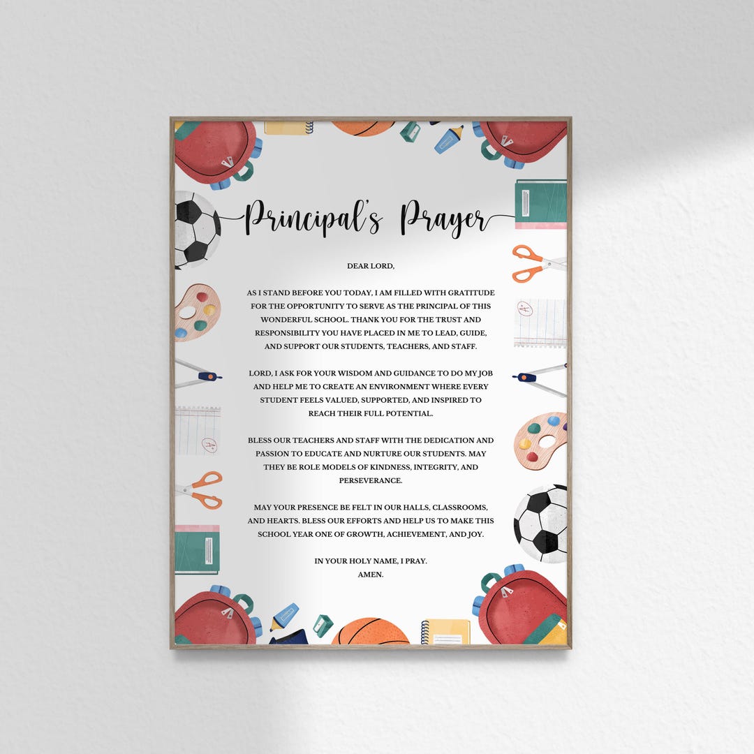 Principal's Prayer Christian Prayer Office Decor Back to School Prayer ...