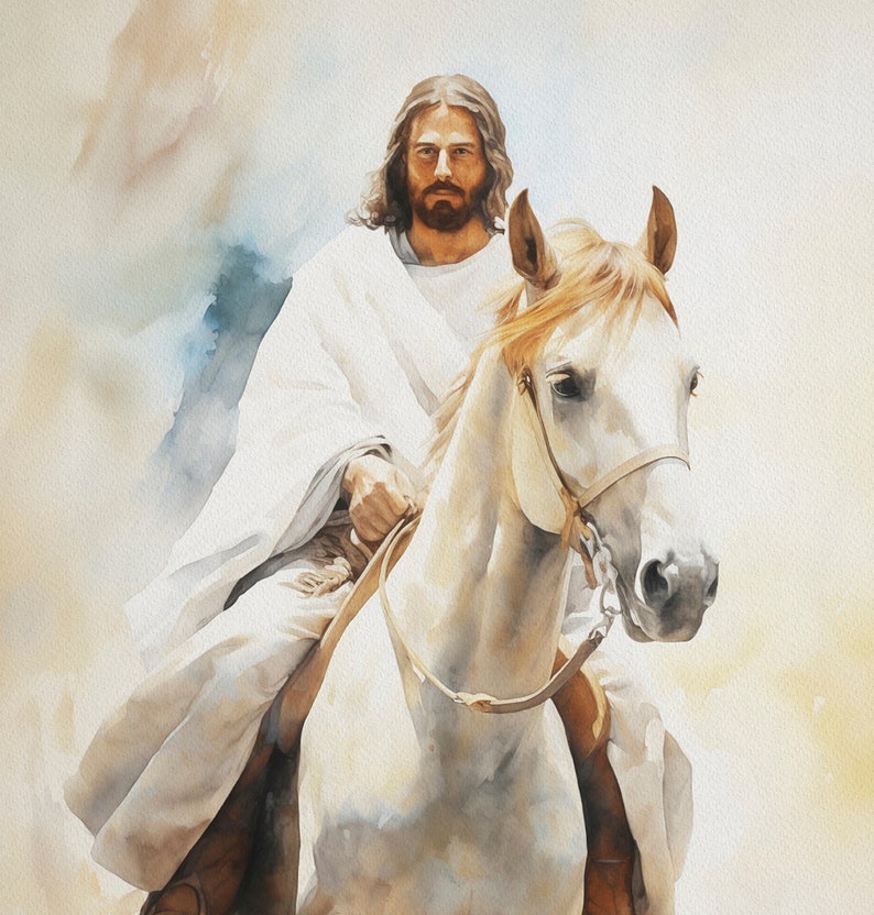Jesus and White Horse Jesus on White Horse Christ Horseback Painting ...