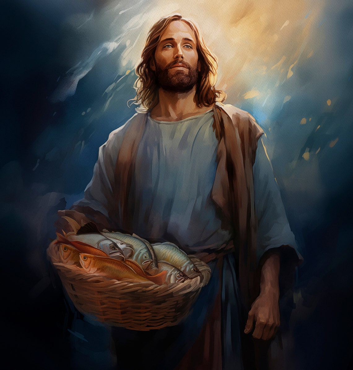 Jesus Miracles Painting Miraculous Catch of 153 Fish Bible Art ...