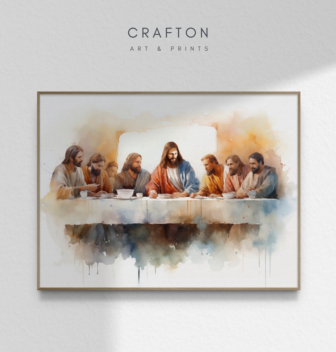 Last Supper Art Jesus Christ With Disciples Christian Art Watercolor ...