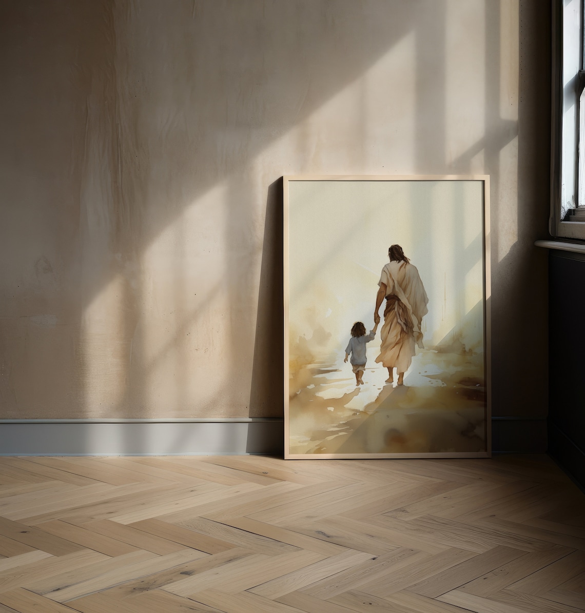 Come Follow Me, Jesus Christ Walking With a Child, Bible Art, Christian ...
