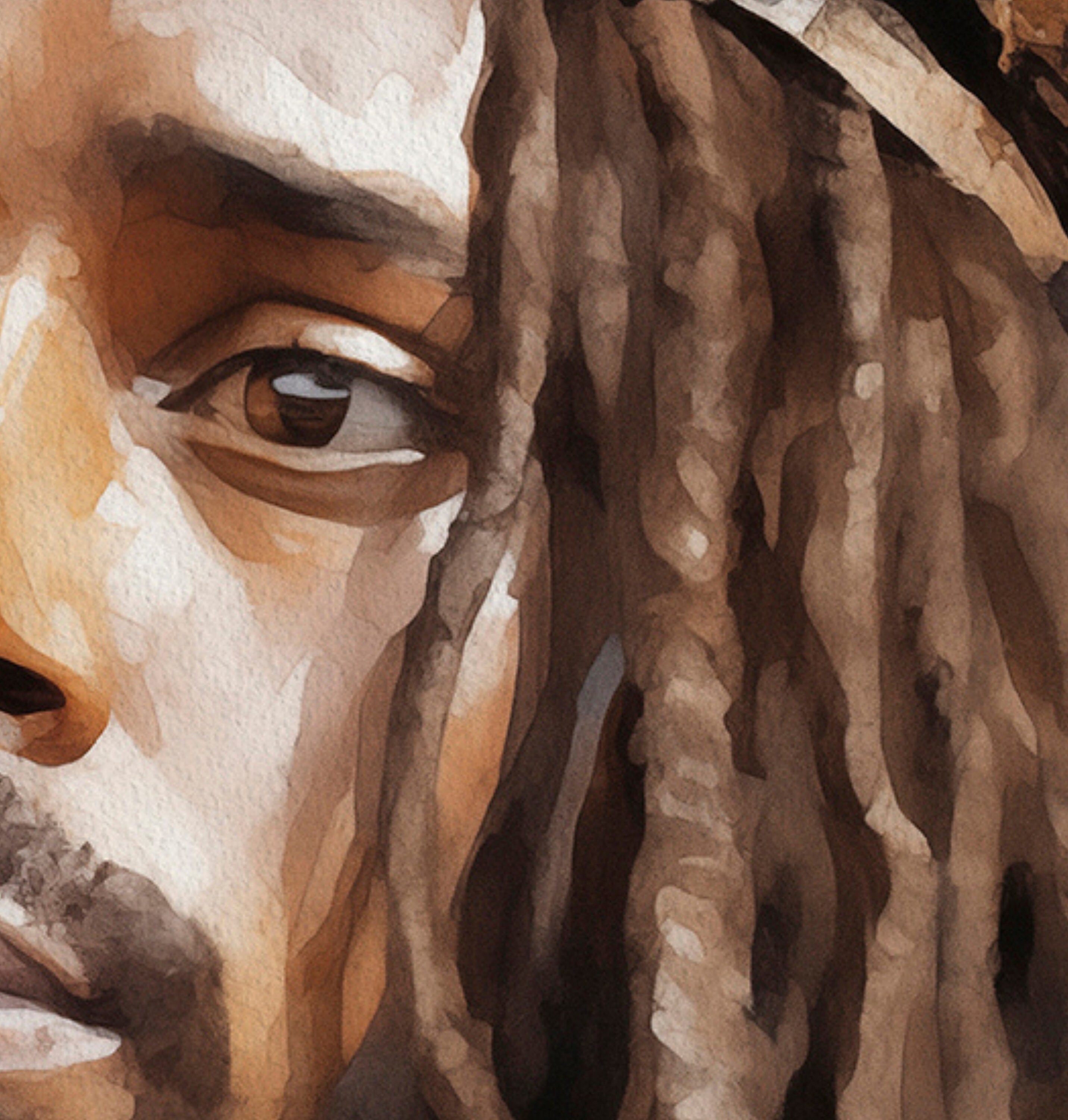 Black Jesus Christ With Dreads & Crown of Thorns, Christian Watercolor ...
