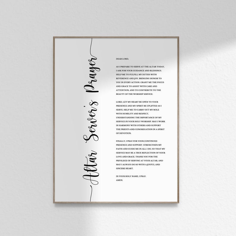 Altar Server's Prayer Catholic Mass Prayer Acolyte Altar Boy Altar Girl ...